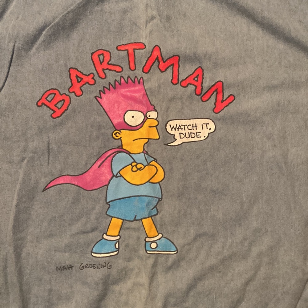 Vintage 1990 Bartman, The Simpsons, Demin Top - Gem